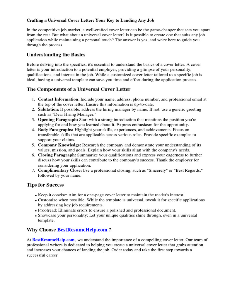 How To Write A Universal Cover Letter | PDF | Résumé | Http Cookie