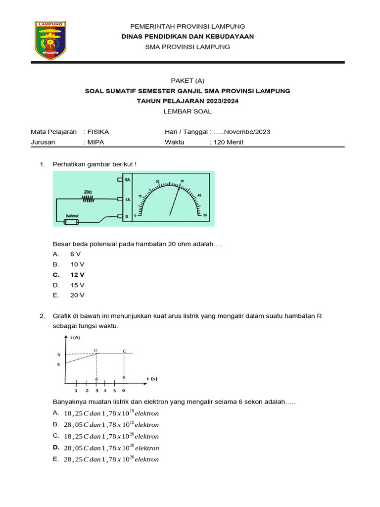 Soal Pas Kelas Xii Fisika | PDF
