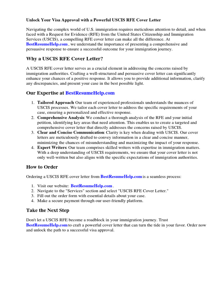Uscis Rfe Cover Letter | PDF | United States Citizenship And ...