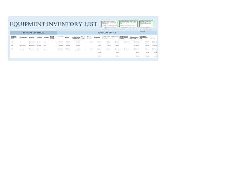 Equipment Inventory List | PDF