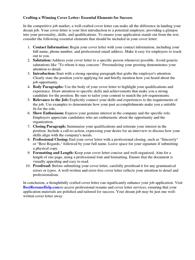 Essential Cover Letter Elements for Success | PDF | Résumé | Proofreading