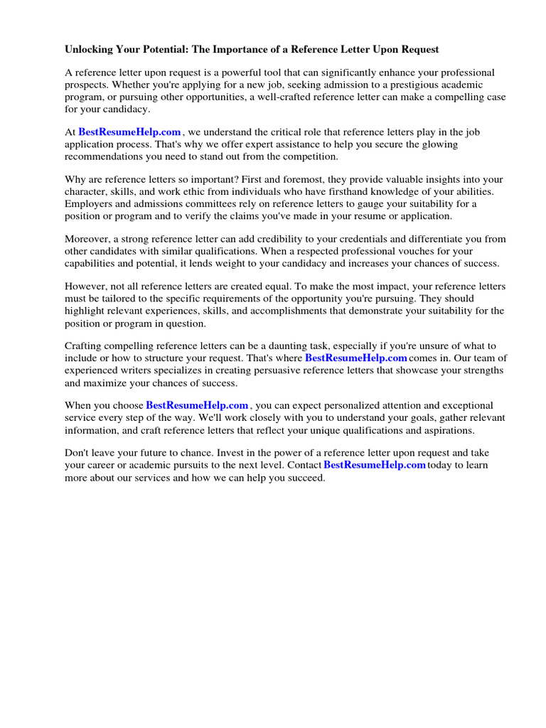 Reference Letter Upon Request | PDF | Résumé