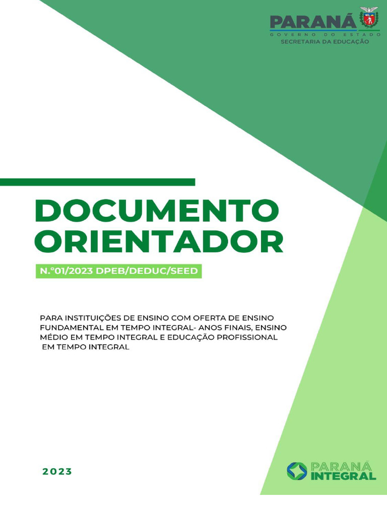 Documento Orientador Integral 012023 Dpebdeducseed | PDF | Pedagogia ...