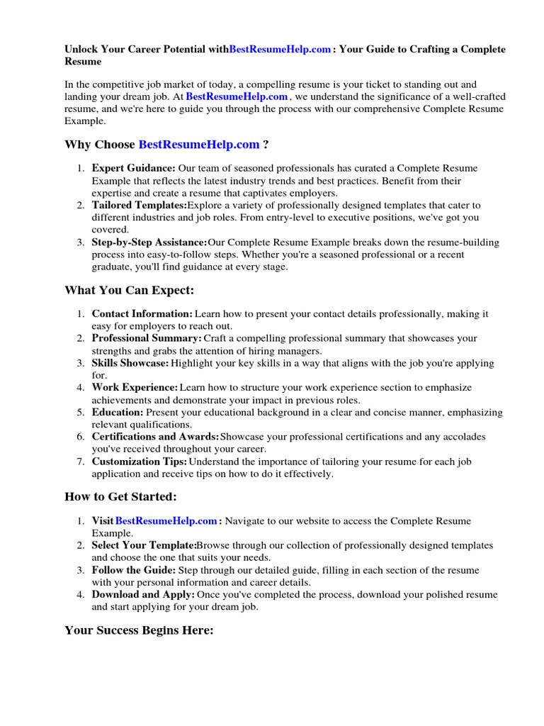 Complete Resume Example | PDF | Résumé | Nursing