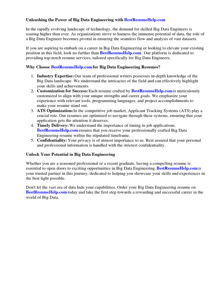 Big Data Engineer Resume | PDF | Big Data | Apache Spark Big Data Engineer Resume | PDF | Big Data | Apache Spark