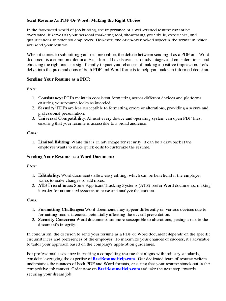 Send Resume as PDF or Word | PDF | Résumé | Microsoft Word