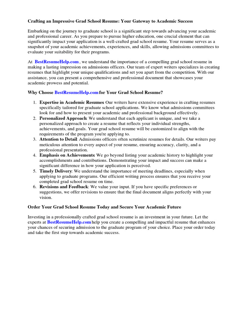 Grad School Resume Examples | Download Free PDF | Résumé | Postgraduate ...