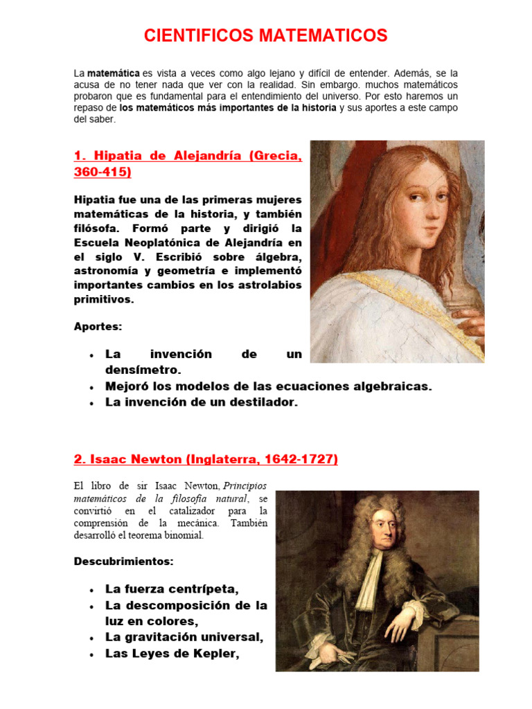 Cientificos Matematicos | PDF | Matemáticas | Isaac Newton