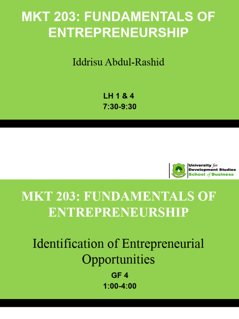 Lecture II-identification of Entrepreneurial Opportunity | Download ...