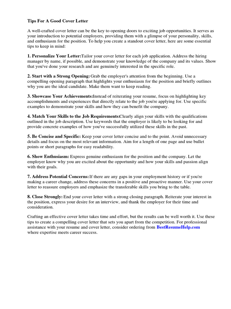 Tips For A Good Cover Letter | PDF | Résumé