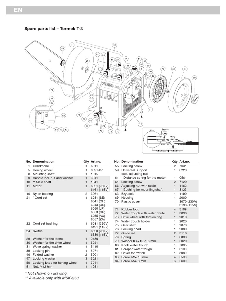 TORMEK T-8 - Despiece | PDF | Manufactured Goods | Mechanical Engineering