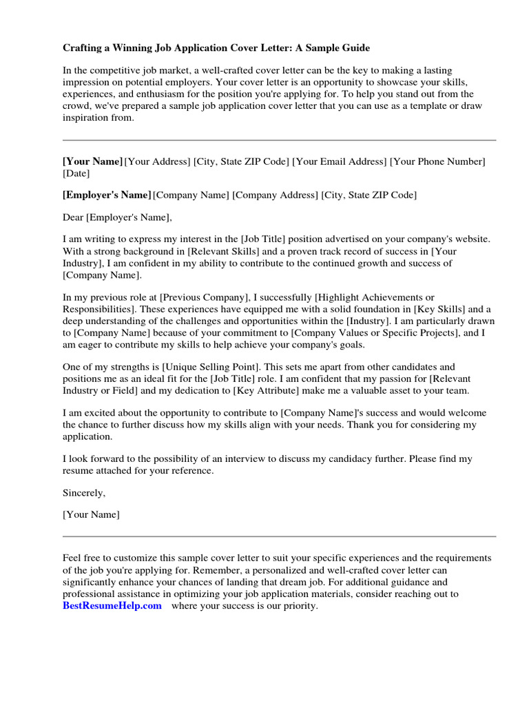 Job Application Cover Letter Sample | PDF | Résumé | Recruitment