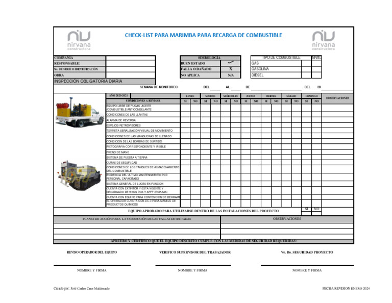 Check-Lists Marimba para Recarga de Combustible | PDF