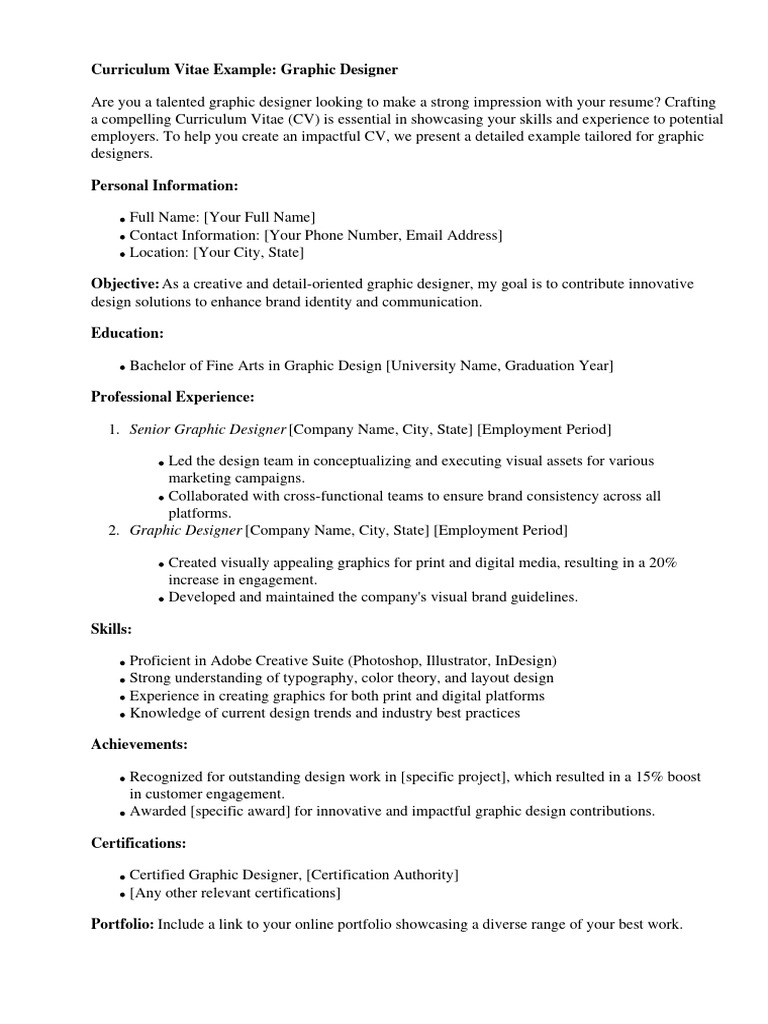 Curriculum Vitae Example Graphic Designer | PDF | Résumé | Graphic Design