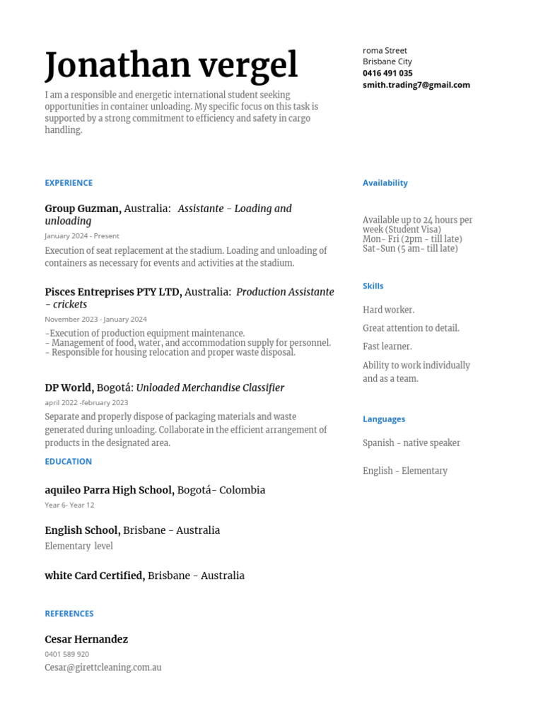 Resumé - Container Loader Unloader | PDF