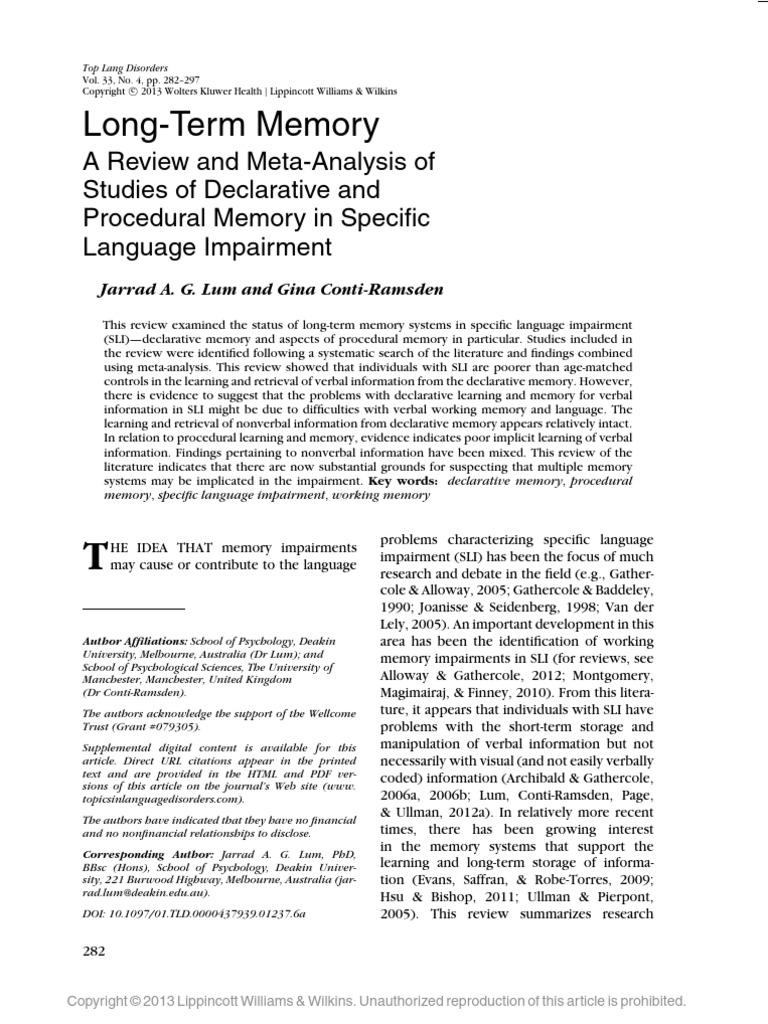 Long-Term Memory | PDF | Memory | Effect Size