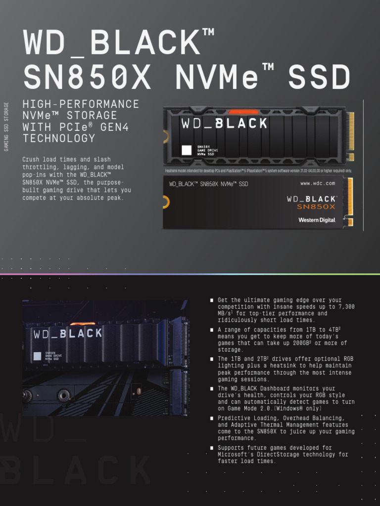 Data Sheet WD Black sn850x Nvme SSD | PDF | Computer Data Storage | Computer Hardware
