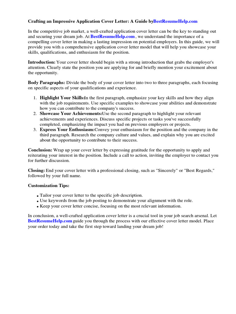 Application Cover Letter Model | PDF | Résumé | Cognitive Science Application Cover Letter Model | PDF | Résumé | Cognitive Science