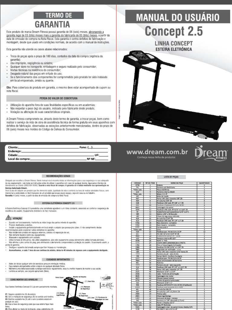 Manual Esteira Dream Fit | PDF