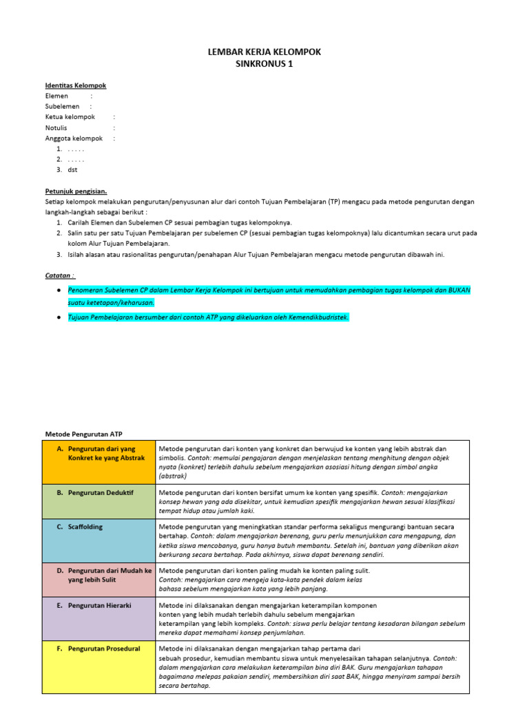 Lembar Kerja Kelompok Sinkronus 1 | PDF