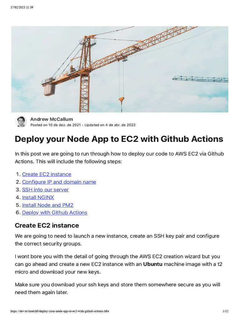 Deploy Node App to EC2 via GitHub Actions | PDF | Port (Computer ...