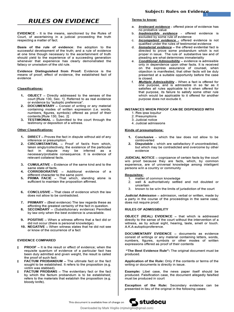 Notes in Criminal Evidence | PDF | Evidence (Law) | Confession (Law) Notes in Criminal Evidence | PDF | Evidence (Law) | Confession (Law)