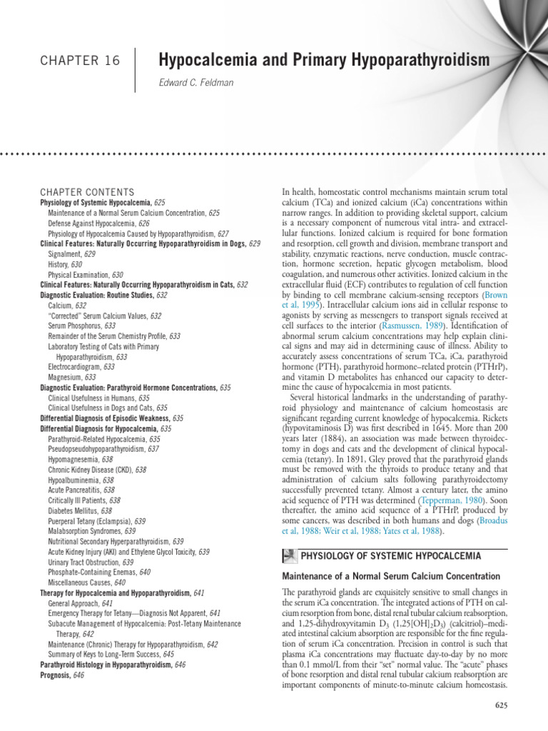 Chapter 16 - Hypocalcemia and Primary Hypoparathyroidism | PDF | Calcium In Biology | Homeostasis