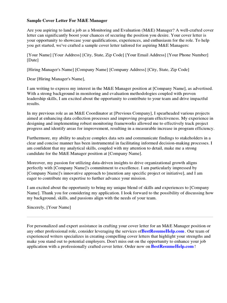 Sample Cover Letter For ME Manager | PDF | Résumé | Http Cookie