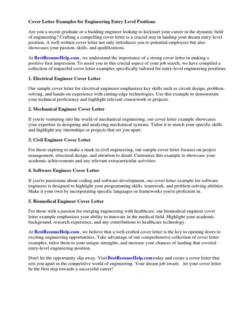 Engineering Cover Letter Samples | PDF | Résumé | Engineer