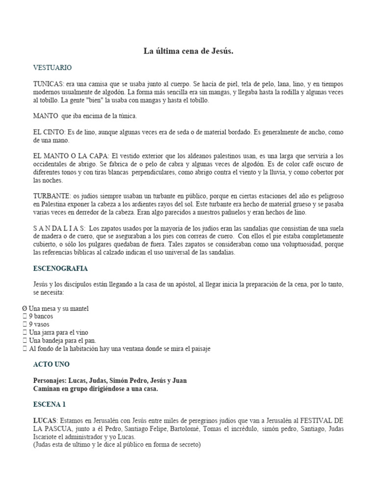 La Última Cena de Jesús | PDF | Jesús | Judas Iscariote