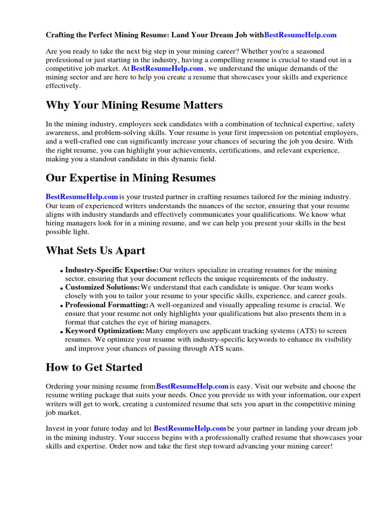 Resume For Mining Job | PDF | Résumé | Analytics