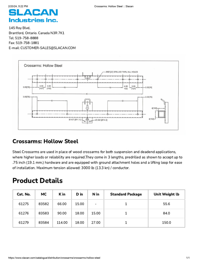 Crossarms - Hollow Steel - Slacan | PDF