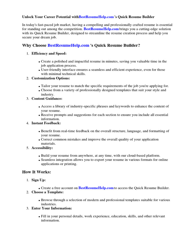Quick Resume Builder | PDF | Résumé | Computing