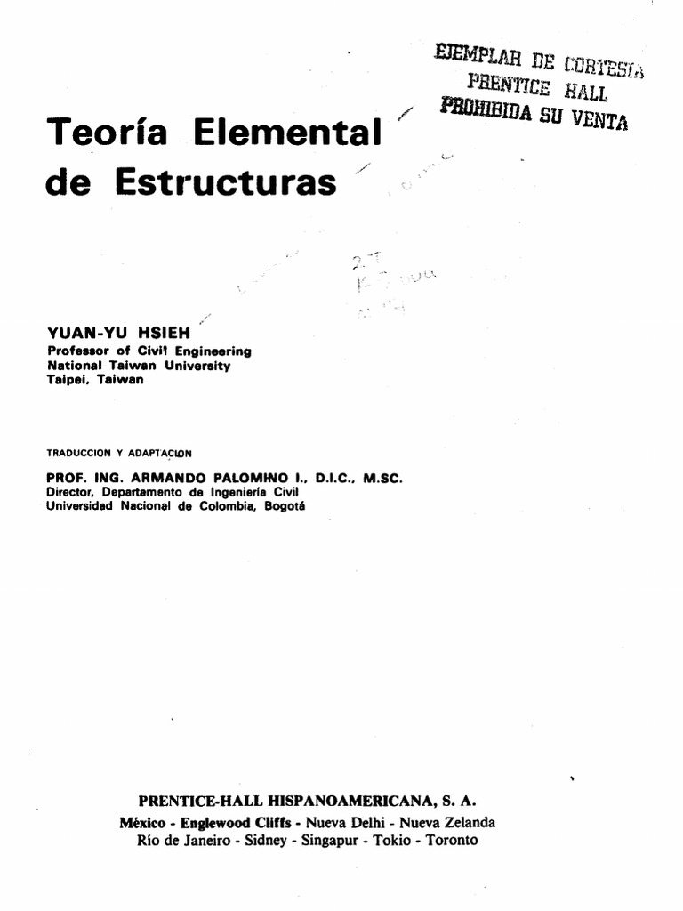 Teoria Elemental de Estructuras - Yuan Yu Hsieh AM | PDF | Braguero | Elasticidad (Física)