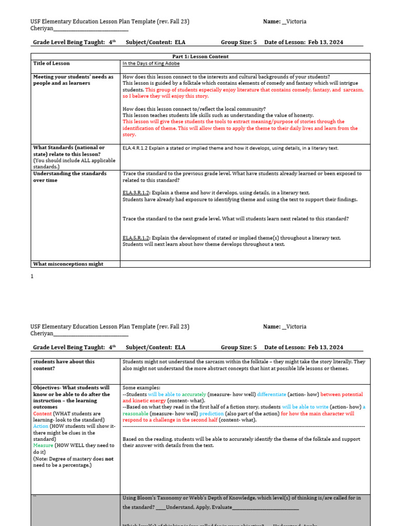 Supervisor Observation 1 Lesson Plan | PDF | Lesson Plan | Rubric ...