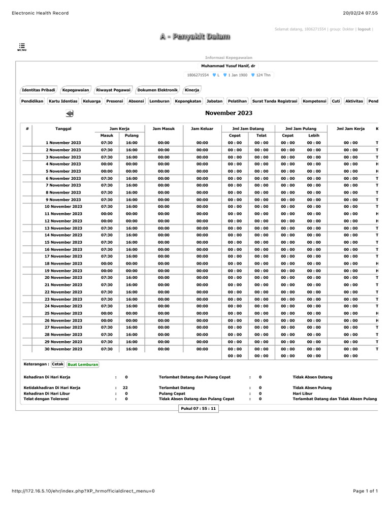Presensi M. Yusuf Hanif November | PDF