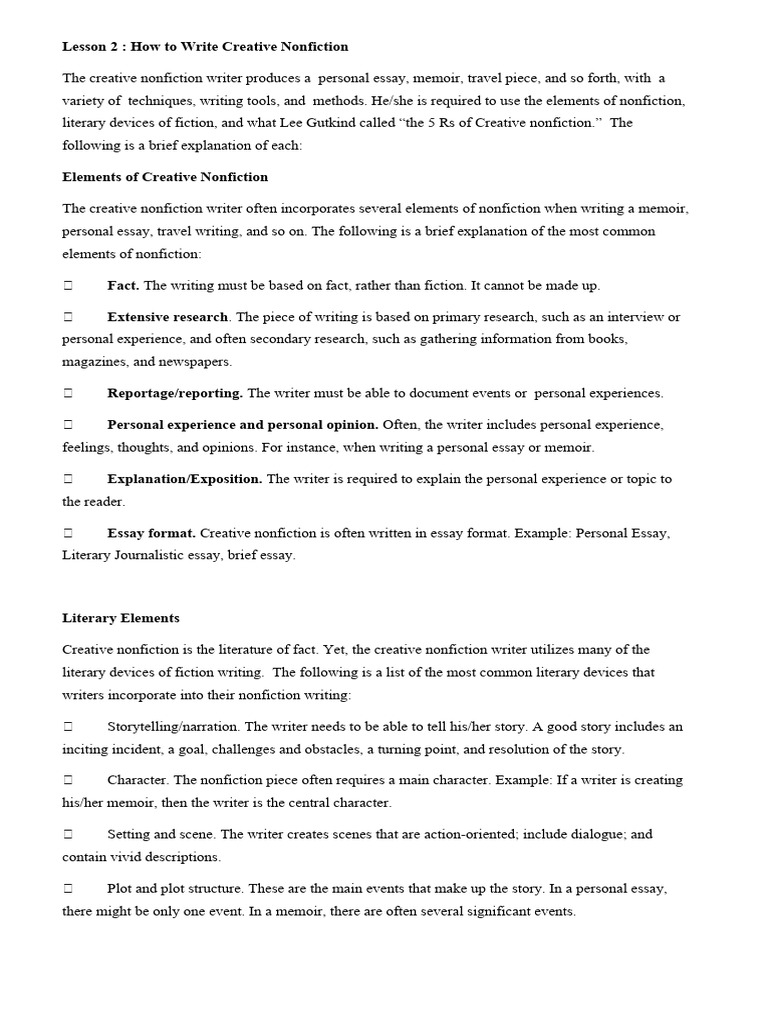 CNF Module 4 | PDF | Creative Nonfiction | Writers