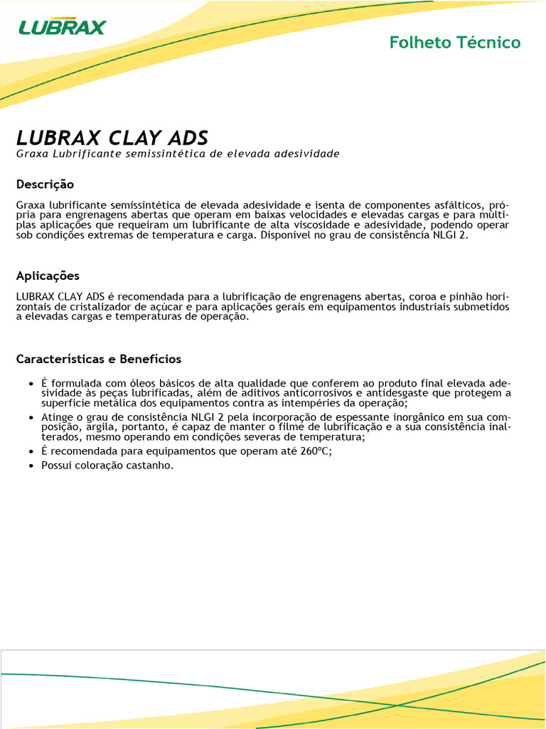 PT Lubrax Clay Ads | PDF | Ciências Físicas | Materiais