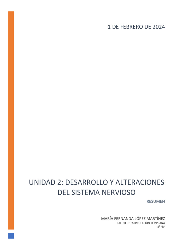 Resumen U2 | PDF | Sistema nervioso | Neurona