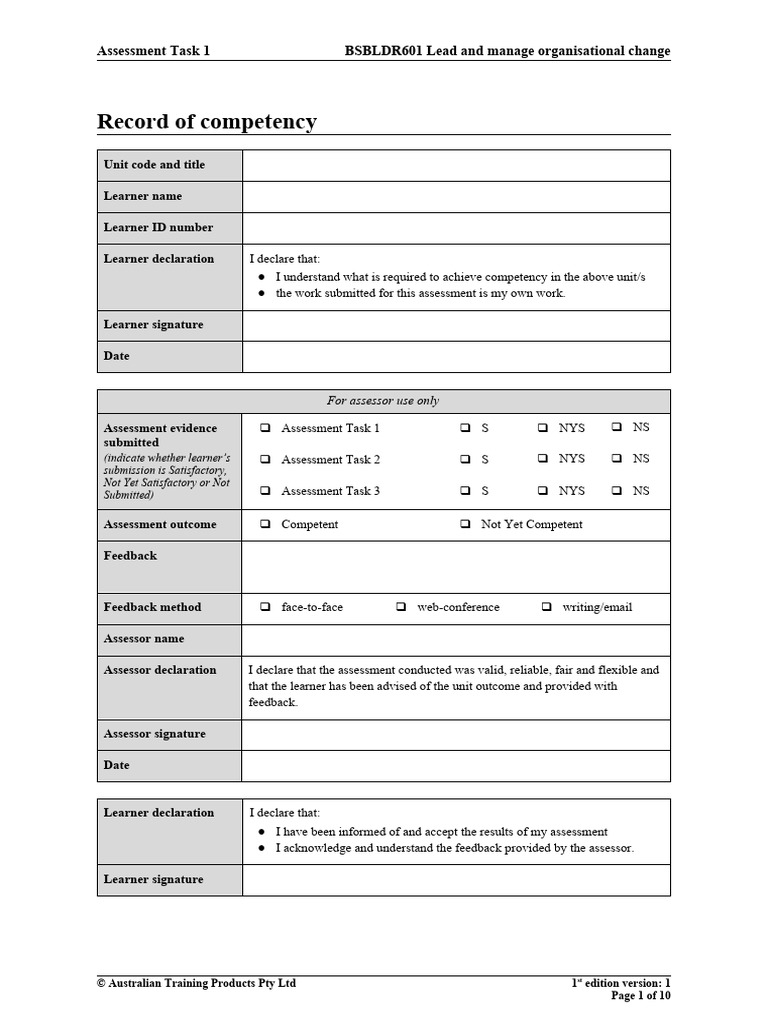 BSBLDR601 - Assessment Task 1 | PDF | Risk | Net Present Value