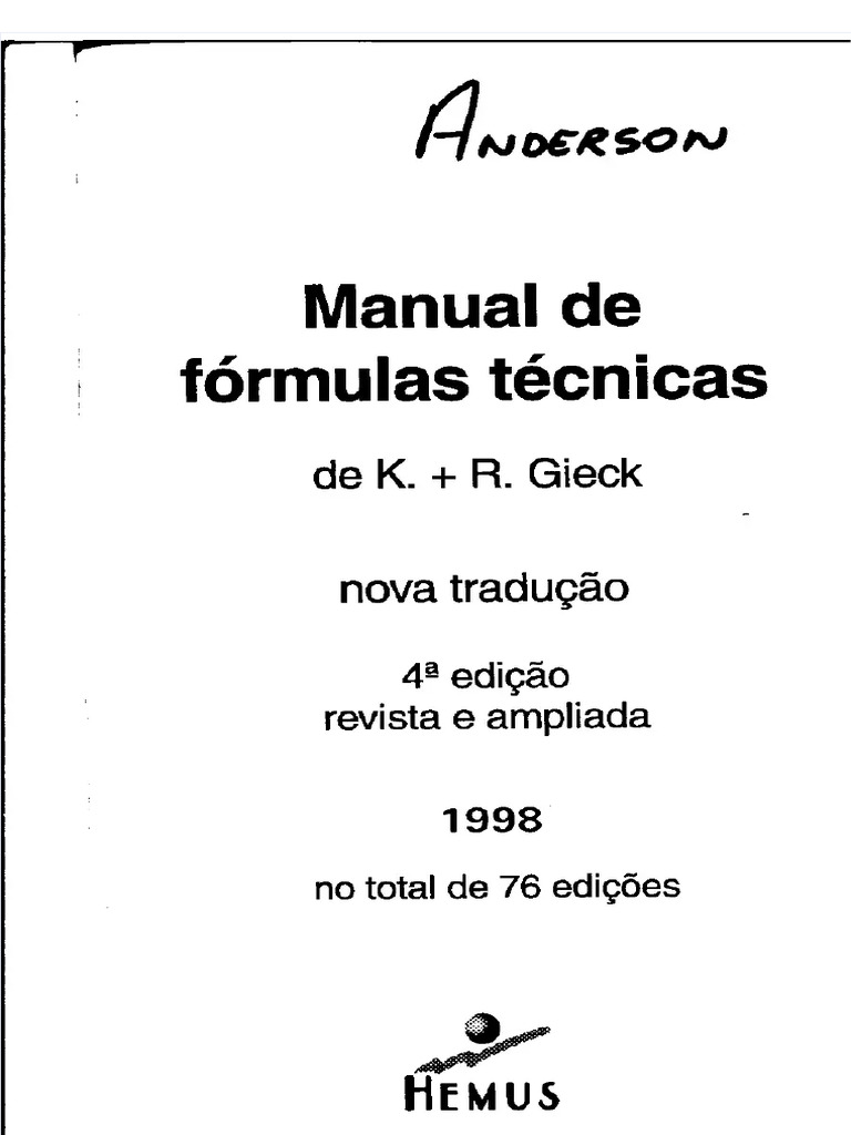 PDF Matematica Manual de Formulas Tecnicas K R Gieck Editora Hemuspdf ...