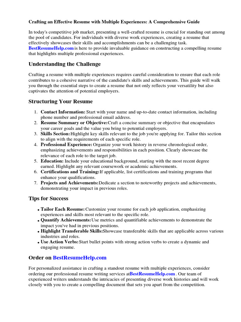 Resume With Multiple Jobs | PDF | Résumé