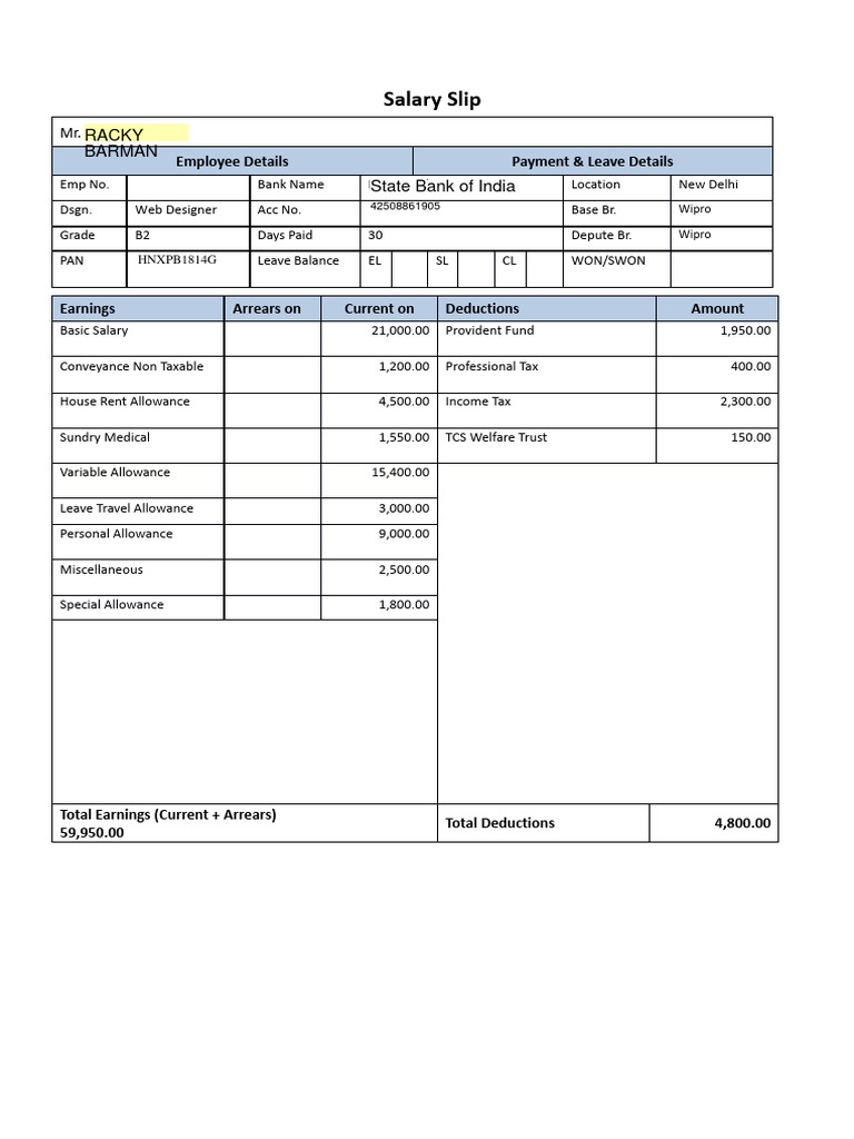 Salary Slip PDF | PDF