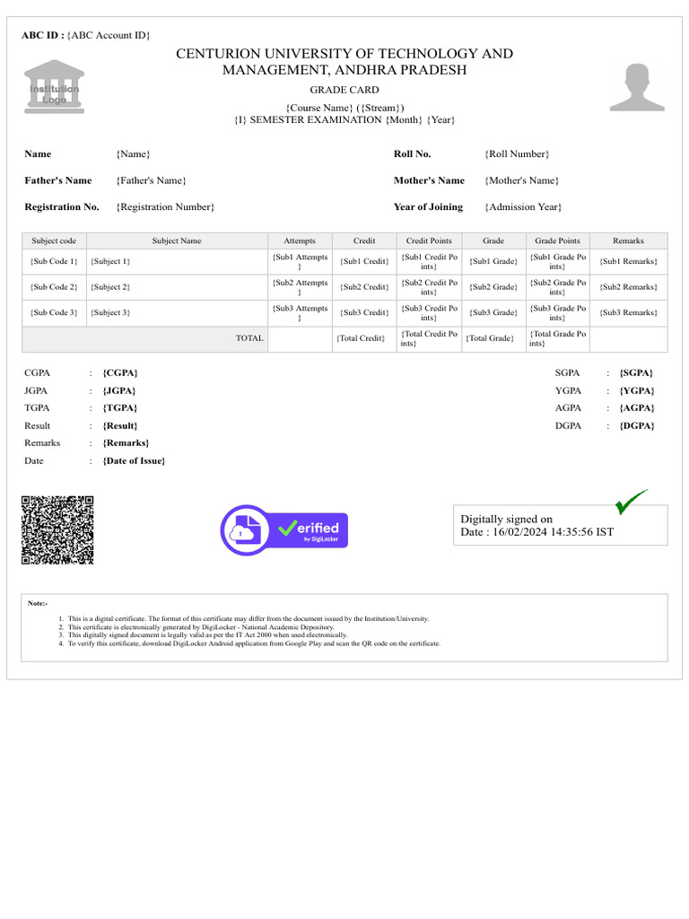 University Degree Marksheet Template 24 | PDF