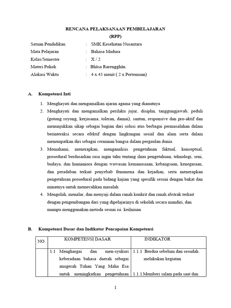 RPP Kls X KD 5 Basa Rarenggan | PDF