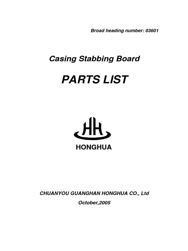 Casing Stabbing Board Parts List | PDF | Mechanical Engineering ...