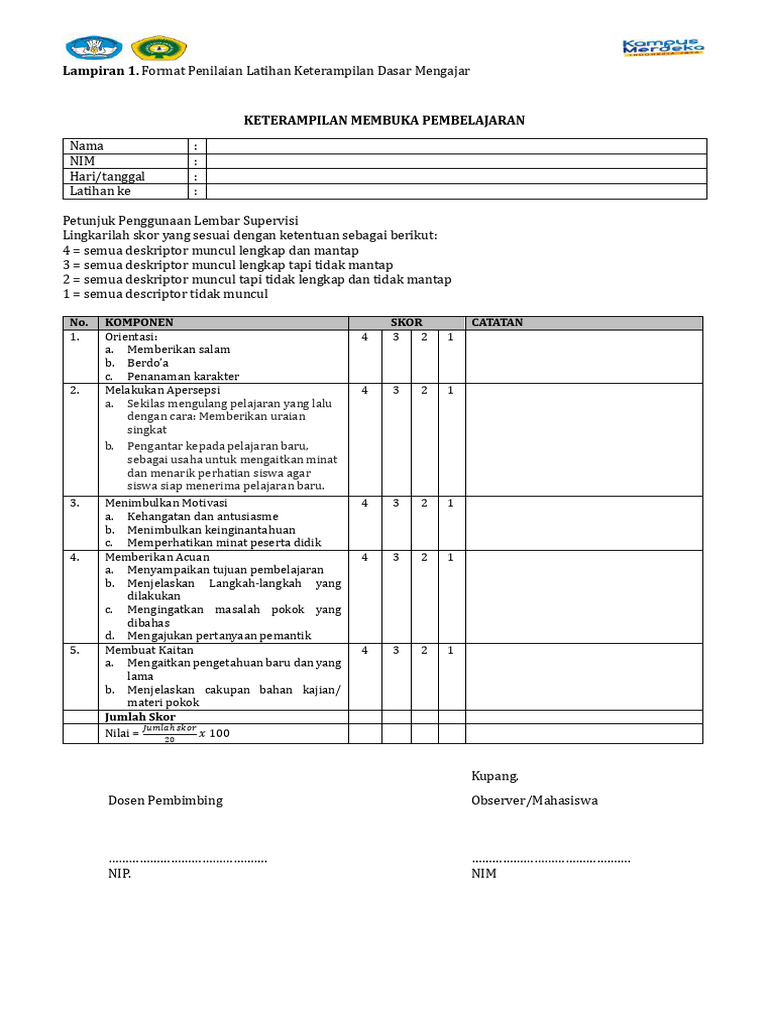 Instrumen Penilaian Pembelajaran Micro-2023 | PDF | Karier ...
