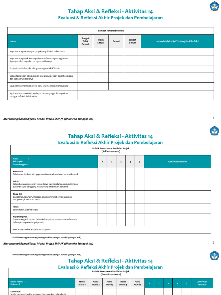 Lembar Observasi, Evaluasi Projek | PDF