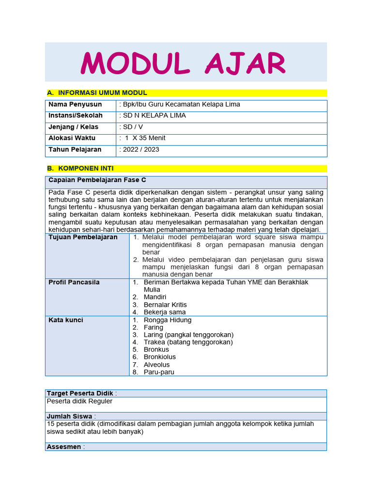 BAB 5 - MA IPAS Kls 5 MODEL WORD SQUARE | PDF