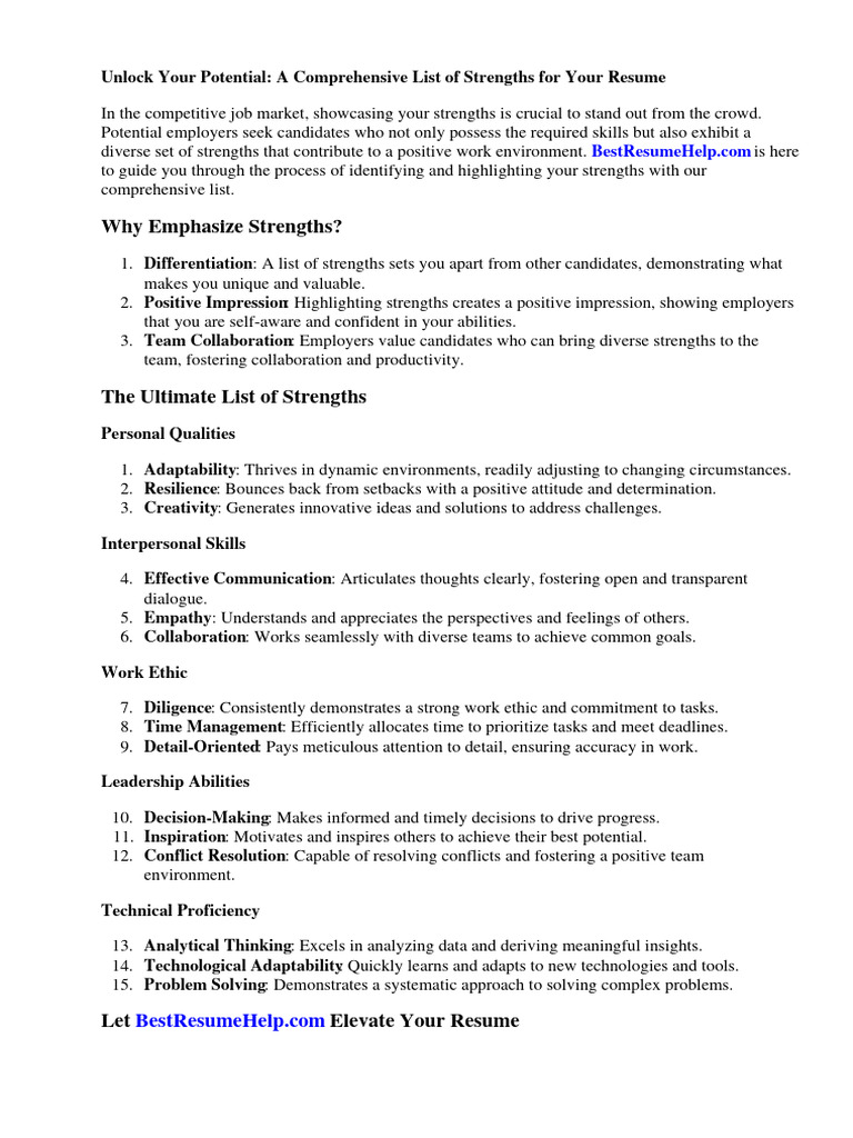 Resume Strengths for Job Seekers | PDF | Résumé | Job Interview